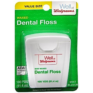 Walgreens Waxed Dental Floss Mint 100.0 yd
