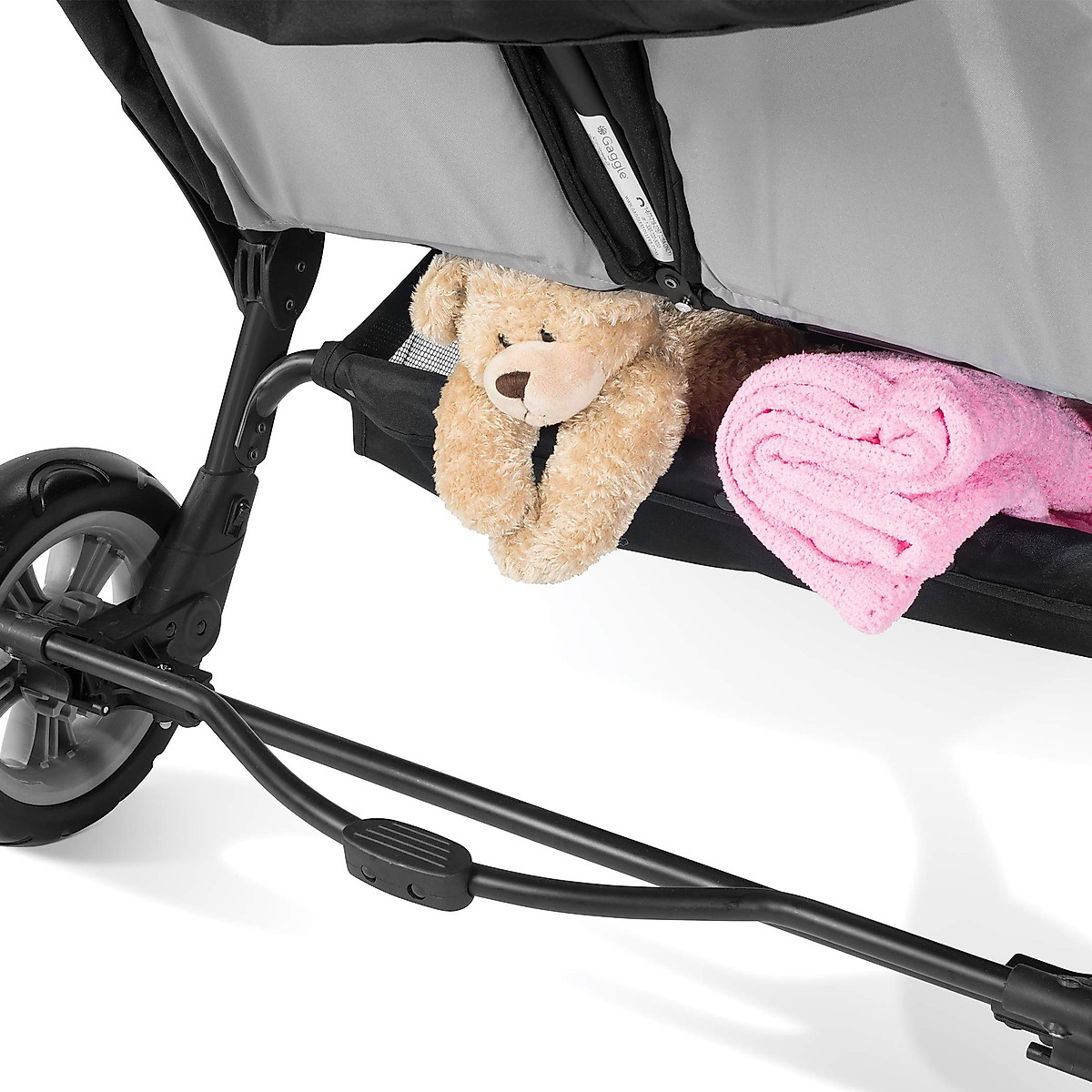 Gaggle by Foundations Compass Quad 4 Seat Stroller | 4-Seat Stroller for Daycare | 4-Seat Quad Stroller with Oversized UV Blocking Canopy | 5-Point Harness | Easy Loading | Storage Bucket | Black