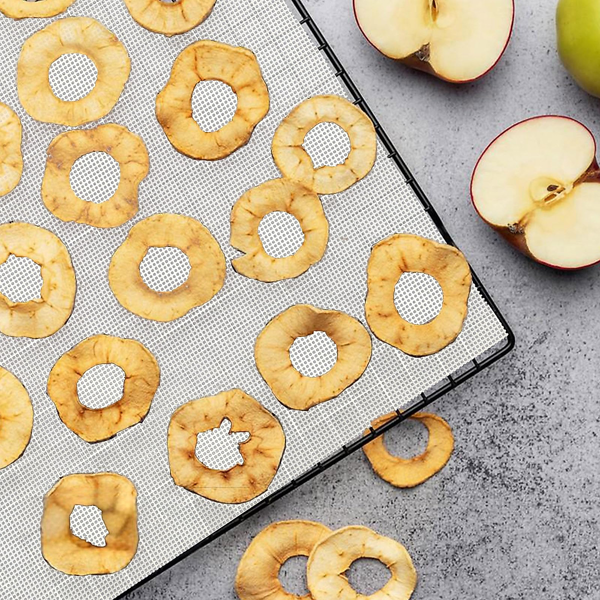 AIHSUMC 20 PCS Silicone Dehydrator Sheets, Premium Non-Stick Silicone Square Dryer Mats Reusable Steamer Mesh Mat for Fruit Dryer Dehydrator, Food Meat Vegetables Herbs Dehydrator Tray Liner 14x14 in