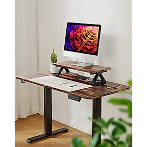 Totnz Memory Electric Height Adjustable Desk Sit Stand Up Computer Workstation for Home Office, 48inch, Rustic Brown