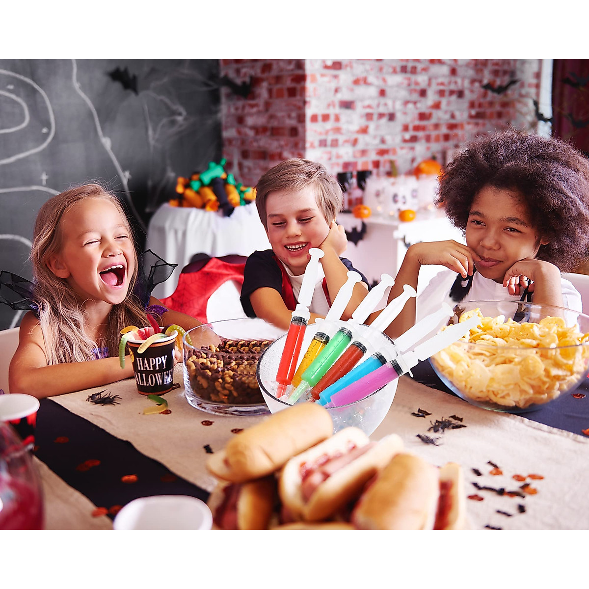 24 Pcs 10 ml Shot Syringes Plastic and 2 Pcs Cups Acrylic Party Liquid Shot Syringe for Parties Halloween Christmas Drinks Serving, 0.7 oz