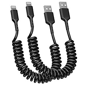iPhone Charger Cord,2 Pack [Apple MFi Certified] Coiled Lightning Charging Cable 6FT Long Super Fast Data Syncing Cord for iPhone 14/13/Pro/Mini/12/11/Xs/Xr/X/8/7/6/iPad Connect CarPlay Car Charger