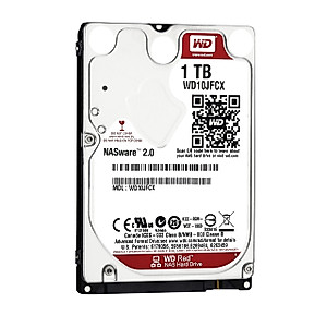 Western Digital 1TB WD Red Plus NAS Internal Hard Drive - 5400 RPM Class, SATA 6 Gb/s, CMR, 16 MB Cache, 2.5" - WD10JFCX