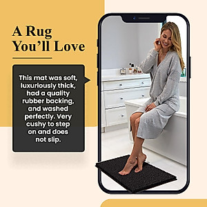 MAYSHINE Plush Shaggy Chenille Bath Mat | Extra Soft, Super Absorbent, Non-Slip Bathroom Rug | Fluffy Microfiber, Area Rug Sets for Bathroom Floor, Kitchen, Living Room | 32"x20" | Red