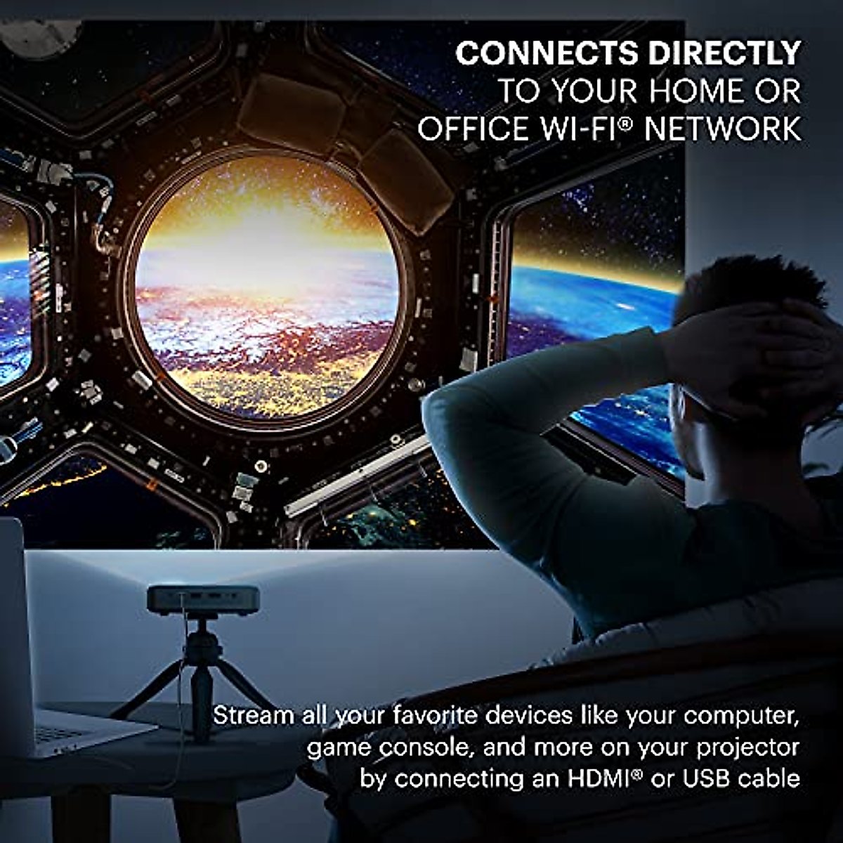 KODAK Luma 400 Portable HD Smart Projector | Wi-Fi, Bluetooth, HDMI & USB Compatible Mini Home Theater System Up to 150” | 720p Native Resolution (4K), 200 ansi Lumens | Tripod Included