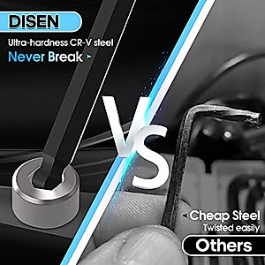DISEN 36PC Allen Wrench Set, SAE & Metric Hex Key Set Torx Star Key Set, Long Arm Ball Head Design with T-Handle, Heat Treated Chrome Vanadium Steel