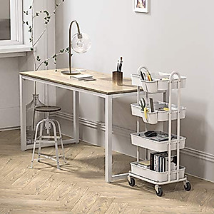 SimpleHouseware Heavy Duty 4-Tier Utility Rolling Cart, White