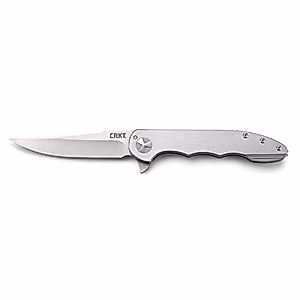 CRKT Up & At 'Em Folding Pocket Knife: Everyday Carry, Satin Blade, Frame Lock, Stainless Steel Handle, Deep Carry Pocket Clip 7076