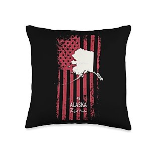 Alaska State Map USA Throw Pillow, 16x16, Multicolor