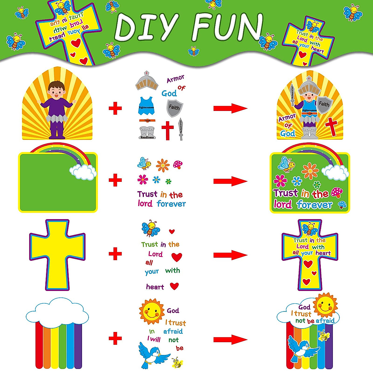 Chiazllta 24 Pcs Armor of God DIY Craft Kit Religious Sunday School VBS Easter Christian Craft Kits for Kids,Bible Sticker Hanging Ornament School Supplies for Preschool Classroom DIY Activities