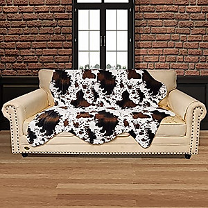 Aoczes Faux Cowhide Rug Cute Cow Print Rug Cow Rugs for Bedroom Living Room Nursery Western Home Decor Area Rug, Brown and White 4.6 x 5.2 Feet