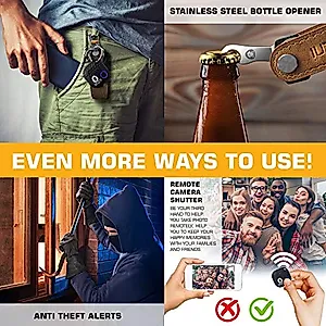 VOZNI Pro Key Organizer with Bluetooth Tag Key Finder Tracker Locator Premium Leather Key Holder Bottle Opener Dual Carabiner Loop Piece for Belt Car Keys Unique Tech Gifts for Men Women Dad New Year