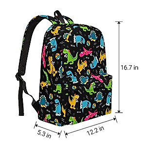 Dinosaur Fashion Backpack Casual 17 Inch Bookbag,Cute Lightweight Daypack Laptop Backpack for Teen/Boys/Girls