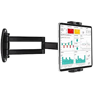 Mippko Foldable Tablet Wall Mount Holder for 7~12.9 inch Tablets iPad/Nexus/LG G Pads/e-Reader/Switch, Adjustable Extension Articulating Arm Swivels Mount (Black)