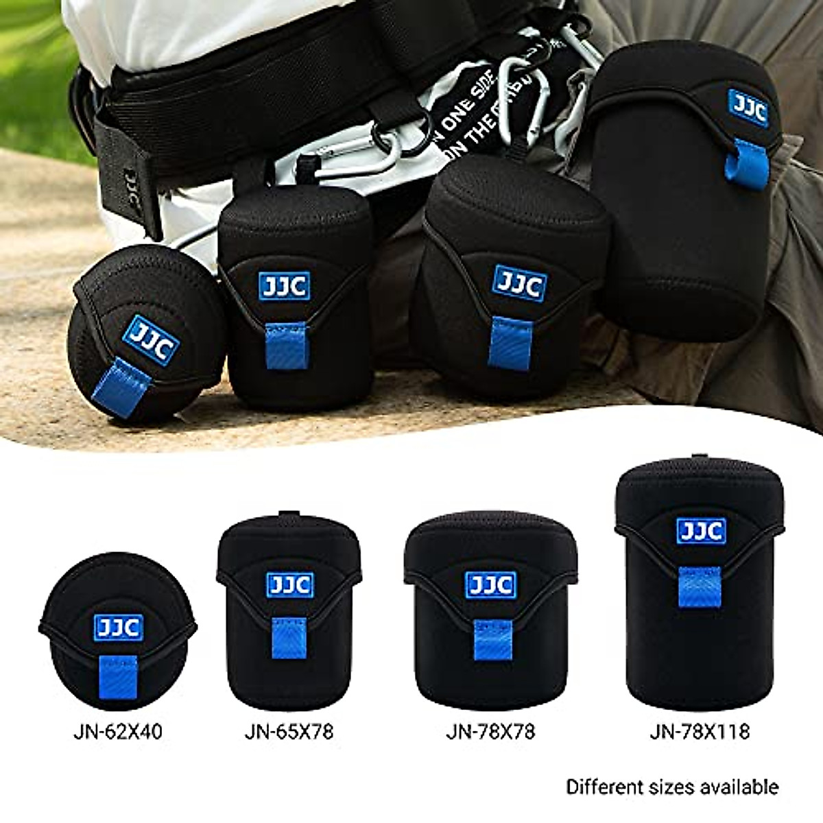 JJC Water Resistant Neoprene Camera Lens Pouch Case, Fold-Over Lens Bag for Mirrorless Lenses Up to 3.1 x 3.1 (D X H) for Sony FE 50mm f/1.8, Canon RF 35mm f/1.8, Fujifilm XF 23mm f/1.4 etc.