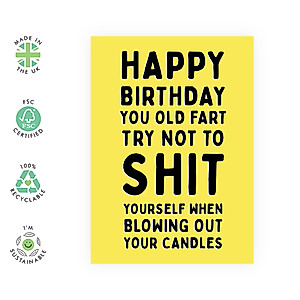 CENTRAL 23 Funny Birthday Cards For Men - For Nan Grandad Mom Dad - Rude Birthday Cards For Men - Funny Cards - 70th 60th 50th - Comes With Fun Stickers - Made In UK