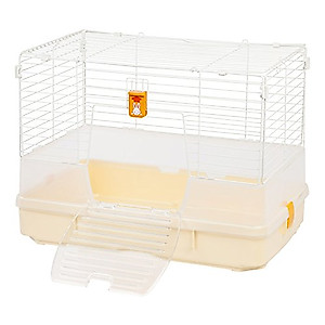 IRIS USA Small Wire Animal House with Top Access, Easy to Clean Cage with Wide Access Drop Down Door for Small-Sized Pets Animals Rabbits Guinea Pigs Rats, Ivory