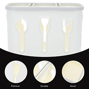 Cabilock Flatware Holders Kitchen Utensil Caddy Plastic Chopsticks Holder Drying Rack Basket Fork Spoon Drain Storage Holder Cup Pot for Kitchen Accessories Sink Cutlery Drainer
