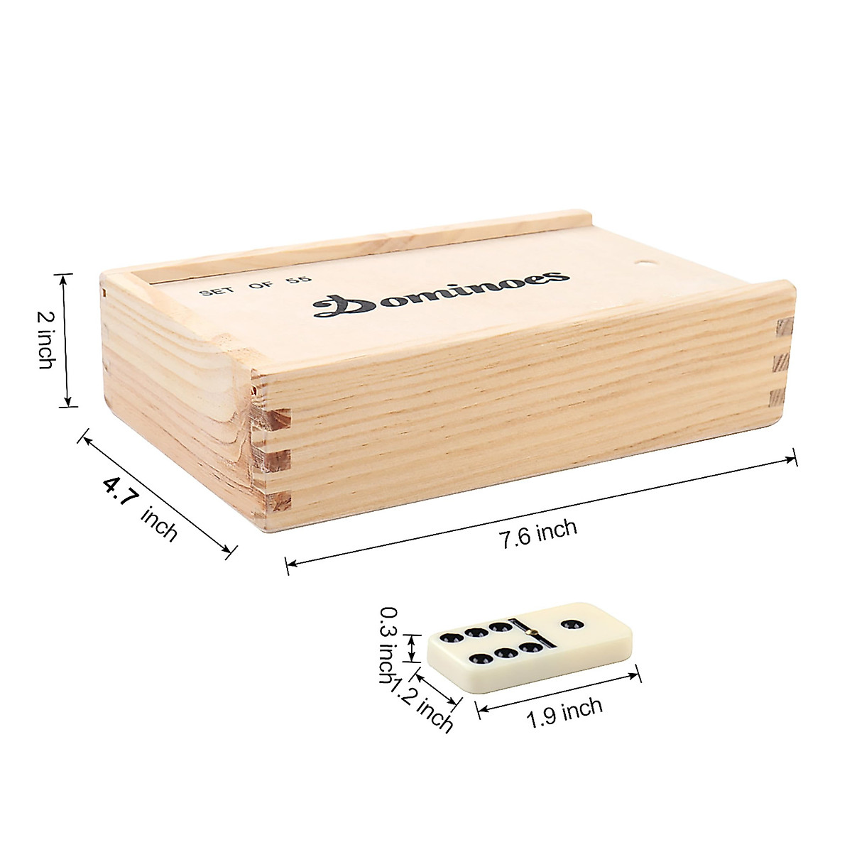 Smilejoy Dominoes Set for Adults, Double Nine Domino Set for Classic Board Games, Dominoes Double 9 for Family Games with Natural Wooden case with Spinner 55pcs