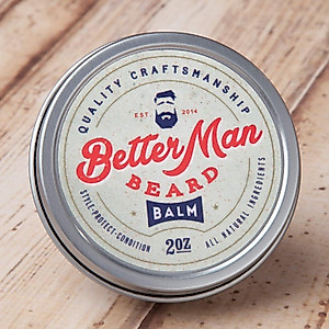 BETTER MAN BEARD Balm - 2 oz All-Natural Moisturizing Beard Balm with Therapeutic Grade Essential Oils & 100% Natural Formula - Balm-01
