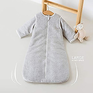 Chuchu Puff Baby Sleeping Bag, Autumn and Winter, Detachable Long Sleeves 2.5 Tog Inverted Zipper Warm Wearable Blanket Super Soft Breathable Cotton Baby Sleep Bag fit Infants and Toddler, 6-18 Months