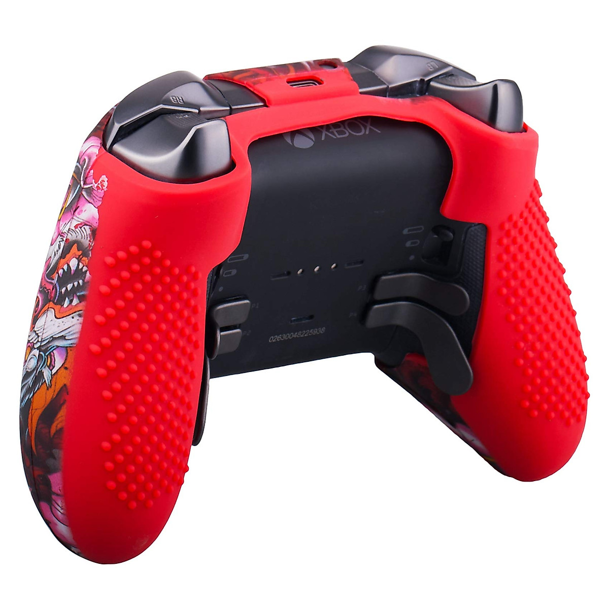 9CDeer 1 x Protective Customize Transfer Print Silicone Cover Skin Red Dragon + 6 Thumb Grips Analog Caps for Xbox Elite Series 2 Controller