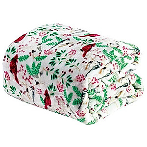 Valerian Luxury Velvet Super Soft Light Weight Blanket Prints Fleece Throw - All Year Round Home Decor, Fuzzy Warm and Cozy Throws, Couch and Gift, 50 x 60inch, Cardinal Bird