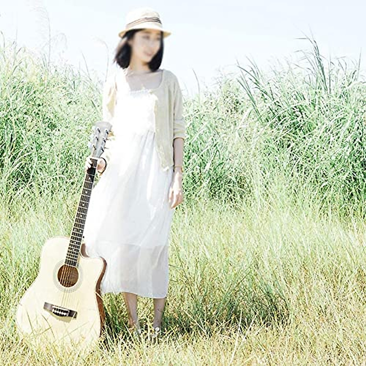 MUWIZ Guitar Kit, String Instrument Electronic Guitar 38inch Beginner Acoustic Guitar, Starter Kit, Cutaway Guitar of Solid Wood Veneer, Comes with A Guitar Backpack (Color : N, Size : 38inch)