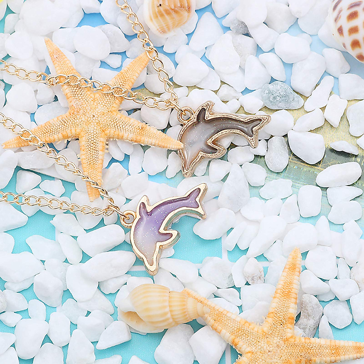 My Own Tong Cute Alloy Dolphin Pendant Necklace Marine Animals Colored Fish Jewelry For Women ,Party Favors And Stocking Stuffers For Girl (Green)