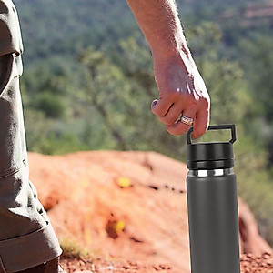 Linkidea Water Bottle Lid with Handle Compatible with YETI Rambler Bottle 18oz/26oz/36oz/46oz/64oz Chug Cap, Water Bottle Chug Replacement Cap Lid (Black)