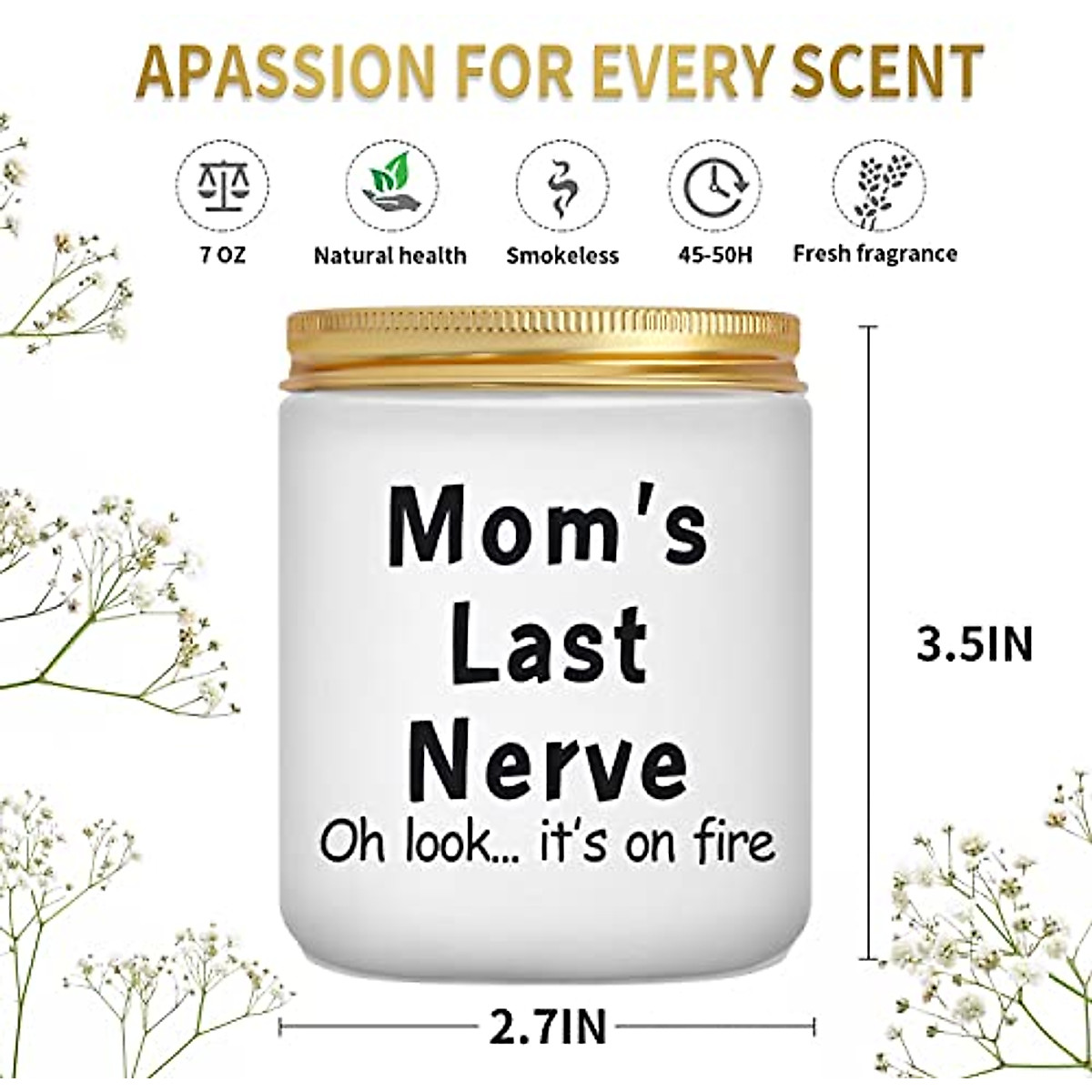 Candles Gifts for Mom, Mothers Day Gifts for Mom from Daughter Son, Funny Unique Relaxing Birthday Gifts for Mom, Lavender Scented Frosted Glass Jar Soy Wax Candles, 7oz