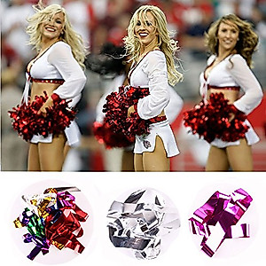 Gofypel Cheerleading Poms Squad Spirited Fun Cheerleading Kit Cheer Poms Handheld Pom Dance Party Football Club Decor Ball with Baton Handle (2 Pack) (Red)