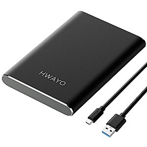 HWAYO 250GB Portable External Hard Drive, USB3.1 Gen 1 Type C Ultra Slim 2.5'' HDD Storage Compatible for PC, Desktop, Laptop, Mac, Xbox One (Black)