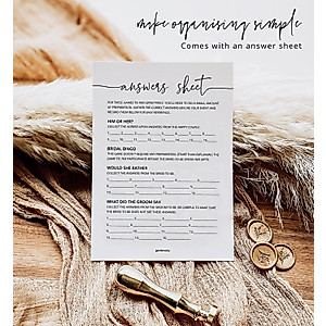 Bridal Shower Games - Set of 4 Bridal Shower Games for 30 Guests, Double-Sided Cards (Eucalyptus)