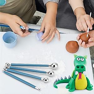 Ailaxq Cake Decorating Metal ball Fondant Tool, Fondant Cake Pan Flower Decorating Clay Flower Sugar Craft Ball Model DIY Tool (Blue)