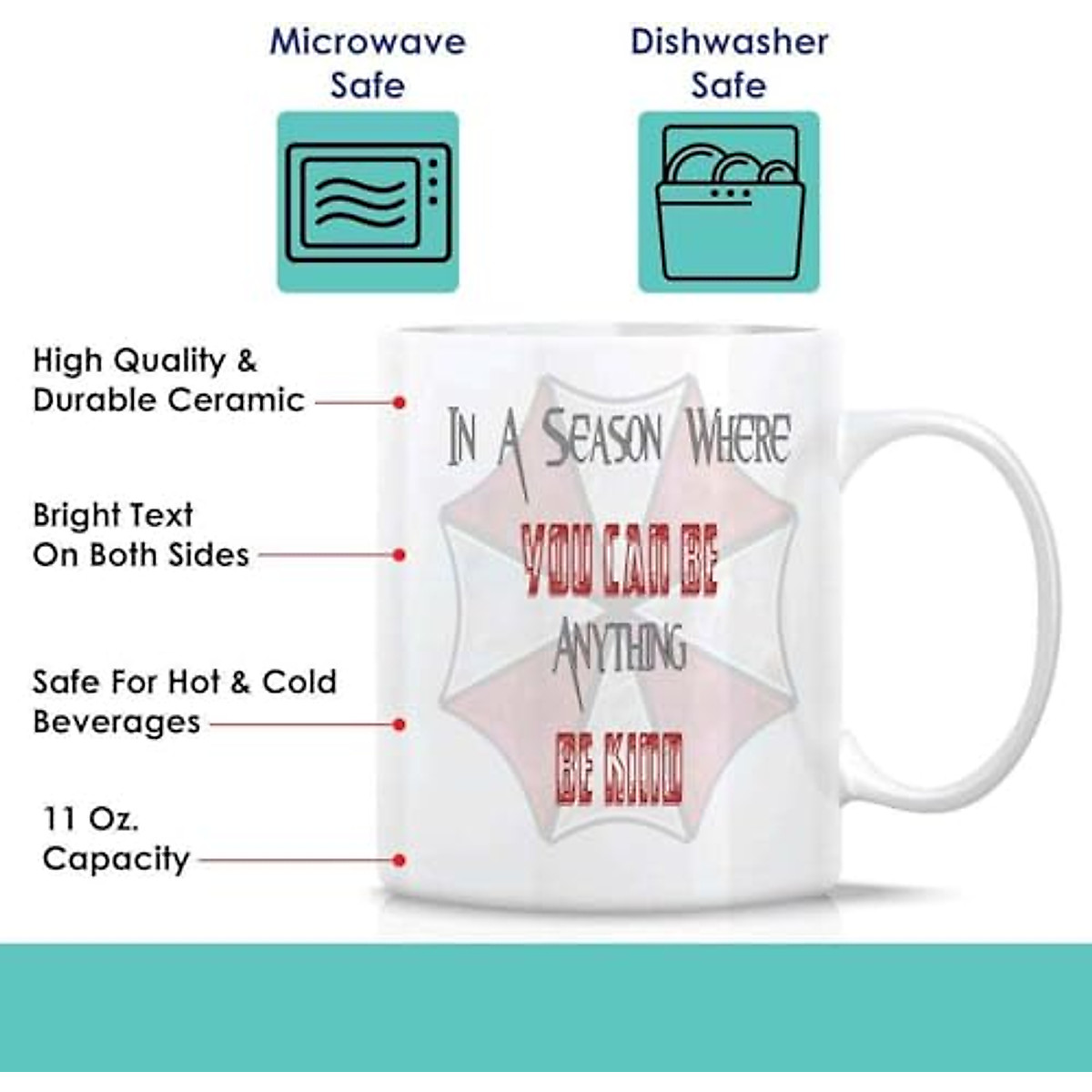 Christmas - Be Kind Quote Gift Idea for Sister on Father's Day - Grey Multicolor Unisex Sweat 11 Oz White Ceramic Coffee Mug