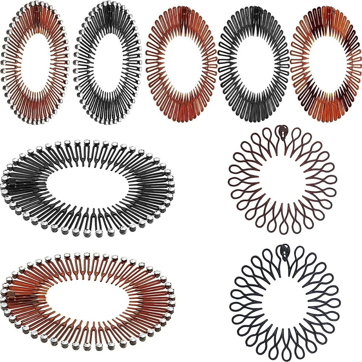 Laosting-R 21PCS Full Circular Stretch Headbands - Flexible Plastic Circle Hair Wrap, Hairband Holder, Spring Head Band for Women and Girls Hair Accessories