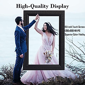 Frameo Digital Photo Frame WiFi 10.1 inch Display IPS 1280 * 800 Touch Screen Digital Picture Frame 16GB Instantly Share Photos and Video via Frameo App for Friend Gift Black