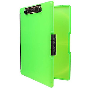 Dexas 3517-807 Slimcase 2 Storage Clipboard with Side Opening, Neon Green