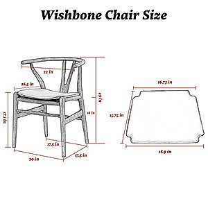 Forsho Set of 2 Solid Wood Wishbone Dining Chair with PU Soft Seat Cushion,Mid-Century Y Back Weave Dining Chair（Ash Wood - Black + Cushion）