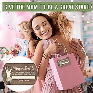 25 Oh Deer Baby Shower Invitations, 25 Books For Baby Shower Request Cards, 25 Baby Shower Diaper Raffle Tickets For Baby Shower Girl, Cute Pink Rustic Buck Write in Diaper Raffle Cards