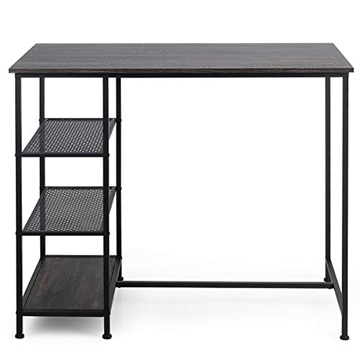 COSTWAY Counter Height Pub Table, Modern Bar Table with 3 Open Storage Shelves, Dining Table with Metal Frame for Small Space, Dining Room, Living Room, Breakfast Nook, Bar, Black
