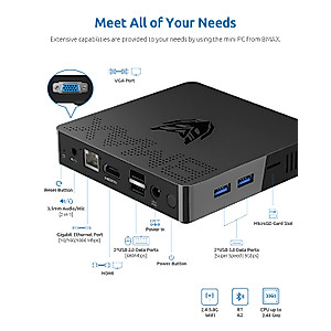 Mini PC Intel Celeron N3350(up to 2.4GHz) Windows 10 6GB RAM/64GB eMMC HDMI/VGA Port Support M.2_SATA_2280 SSD 4K HD Gigabit Ethernet 2.4G/5.0G Dual WiFi BT4.2 Micro PC