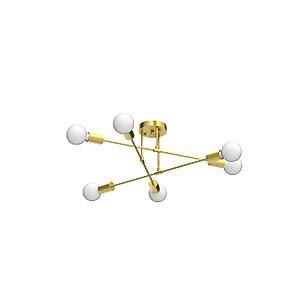 Soilsiu Modern Sputnik Chandelier, 6-Light Mid Century Semi Flush Mount Ceiling Light Fixture for Bedroom, Dining Room, Living Room, Kitchen, Office (Gold, W:16.5",H:8")