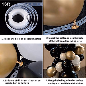 Heboland Black Gold White Balloon Garland Arch Kit 92Pcs Balloons16ft Long for Birthday Party Graduation Event Decorations
