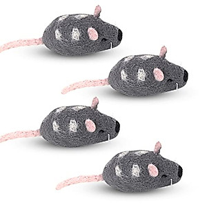 Feltcave Wool Cat Mouse Toys – Handmade Felt Mouse Cat Toy Without Catnip, Cat Toys for Indoor Cats, Cat Mice Toys 4-Pack