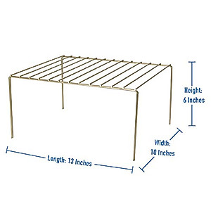 Kitchen Details Medium Helper Shelf | Cabinet & Countertop Organization | Plates & Dinnerware | Glasses | Maximize Space | Free Standing | Satin Gold (Pack of 2)