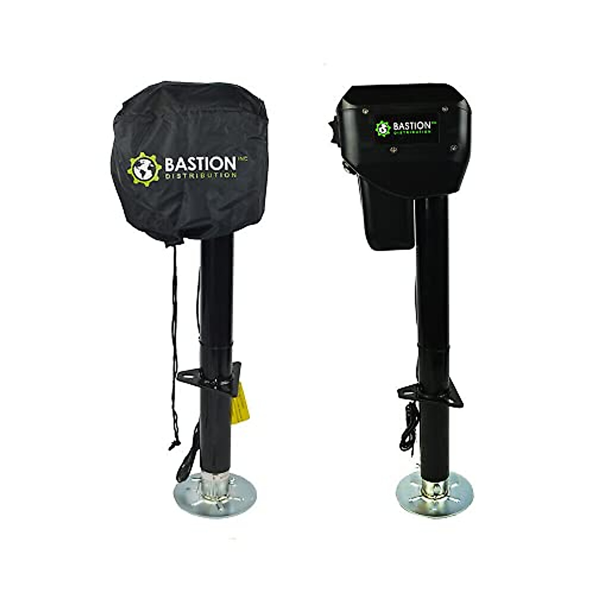 Bastion Premier Electric Power Tongue Jack with Cover | Electric or Manual Operation | 3500LB A-Frame Capacity | 12V | Front LED | Trailers, Campers, Motorhomes, RVs, Boats, & More | BJ3500CB