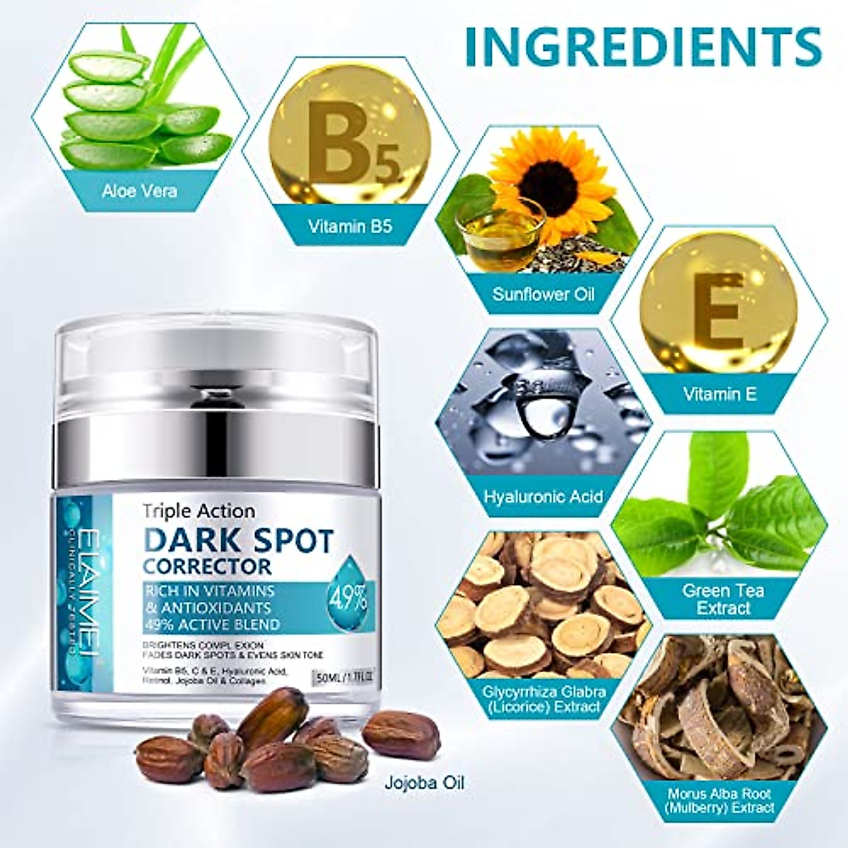 Dark Spot Remover For Face, Dark Spot Corrector and Remover, Sun Spots Melasma Freckle Remover, Packed with vitamins and natural extracts to treat dark spots, age spots, or sunspots (A)