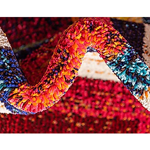 Unique Loom Estrella Collection Colorful, Geometric, Squares Modern, Abstract Area Rug, Rectangular 5' 0" x 8' 0", Multi/Beige